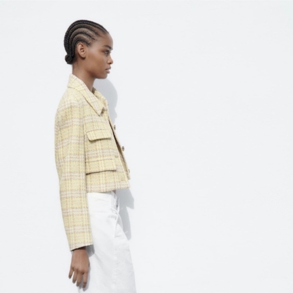 Zara | Jackets & Coats | Zara Blazer Fully Lined Texture Crop Preppy ...